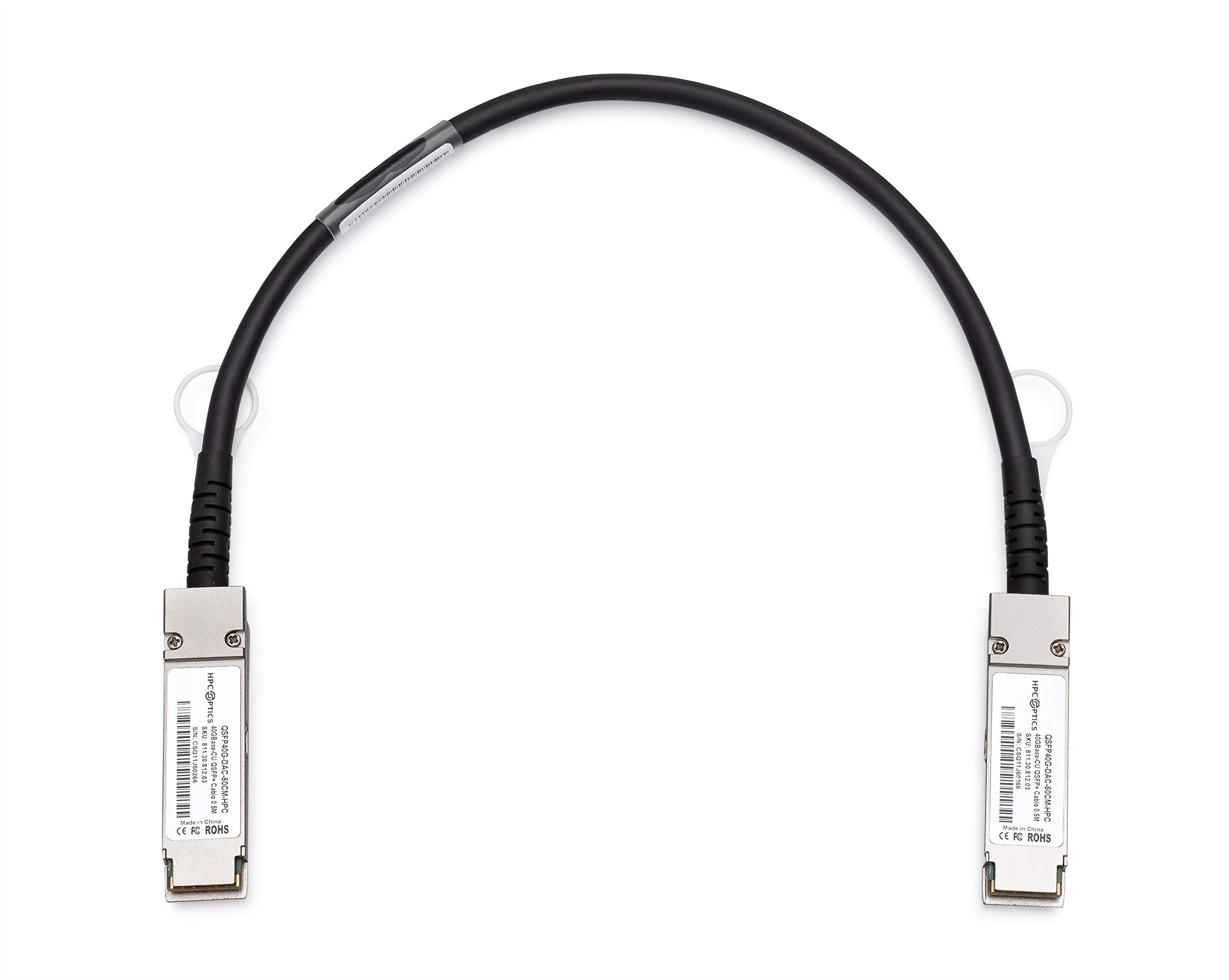 HPC Optics Compatible with Arista CAB-Q-Q-0.5M QSFP+ to QSFP+ Twinax Cable | 40G CR4 Passive 50cm 0.5M DAC CAB-Q-Q-0.5M-HPC
