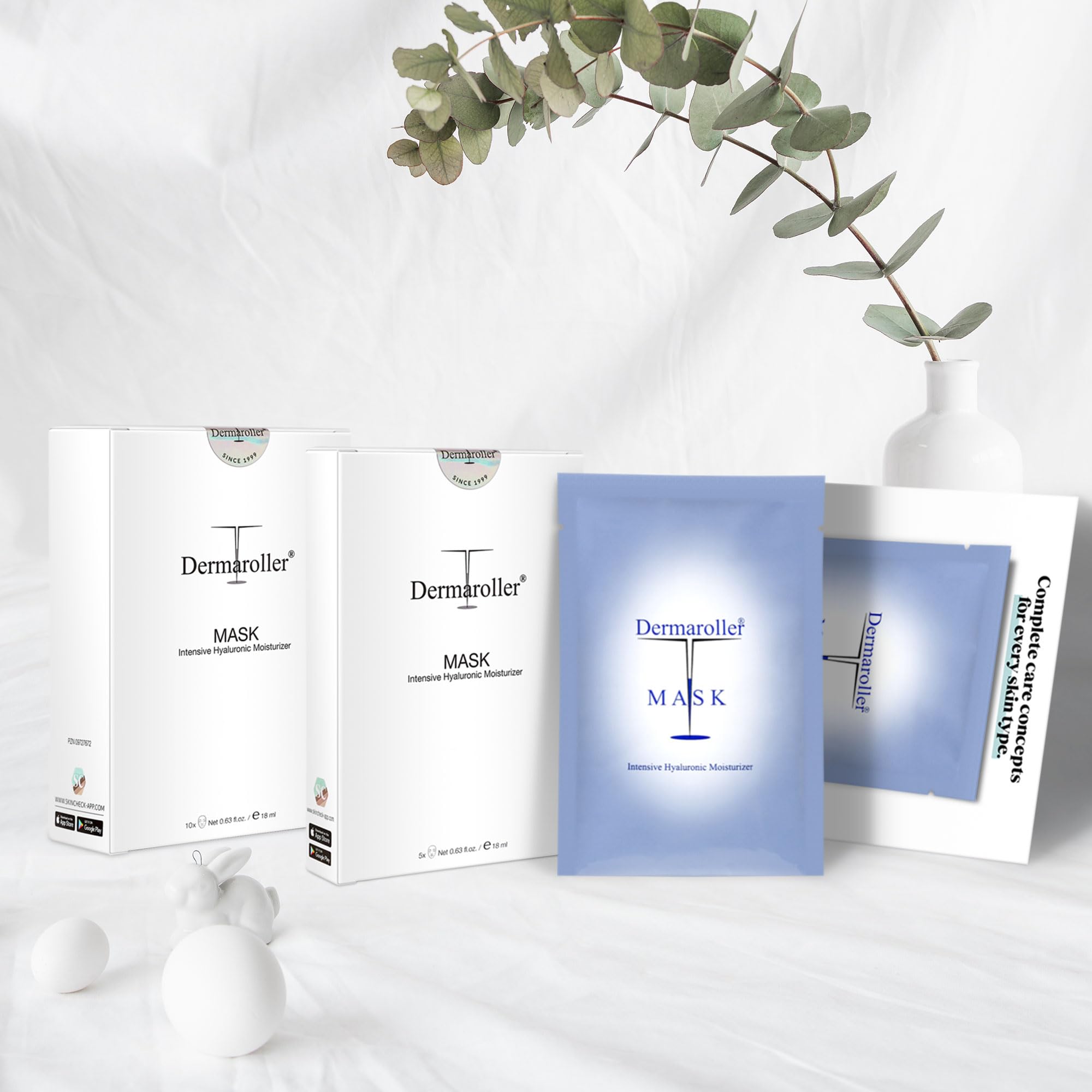 Dermaroller, Silk Face Masks Intensive Hyaluronic Acid Moisturizer with Matriyxl 3000 Tocopherol Boost Collagen Hydrate Dry Skin Reduce Fine Lines Wrinkles SingleUse Masks (1 Pack, 10pc)