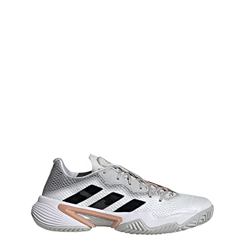adidas Women's Barricade 12 Tennis Shoe, White/Silver Metallic/Ambient Blush, 7.5