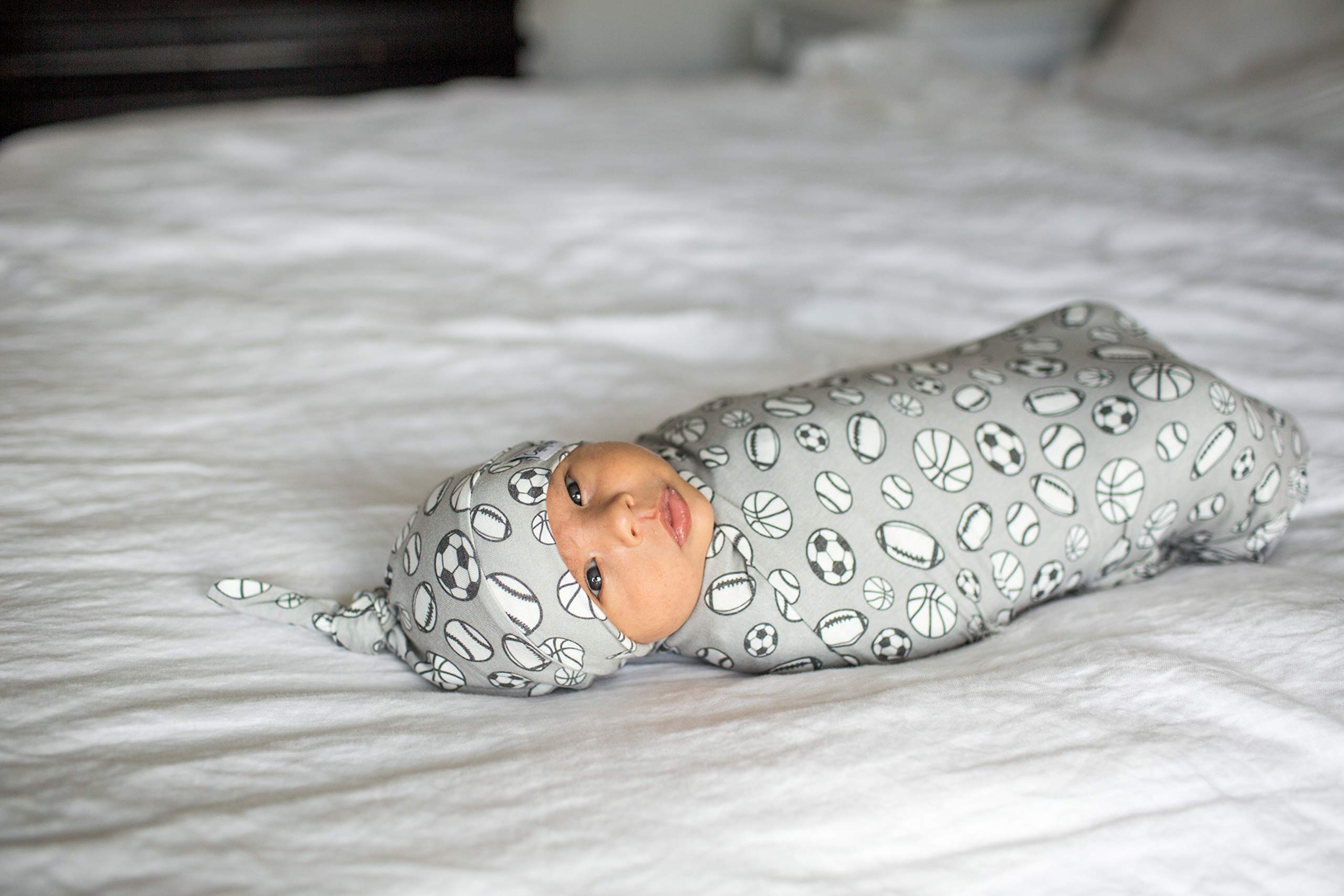 Large Premium Knit Baby Swaddle Receiving Blanket "Champ" by Copper Pearl