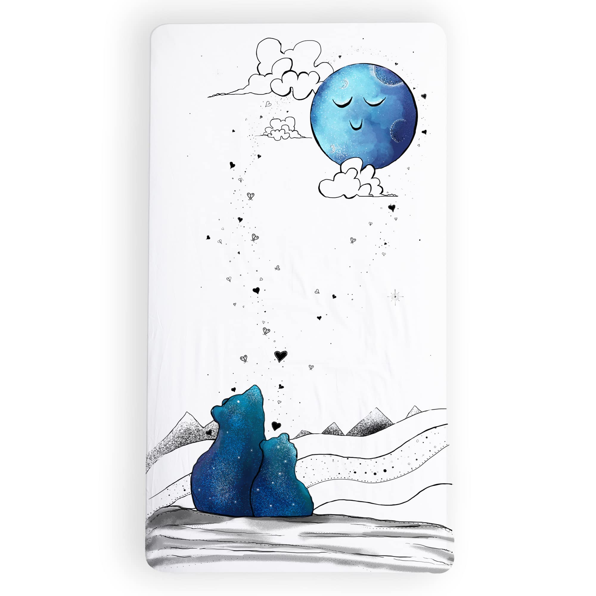 JumpOff Jo - Fitted Crib Sheet, Super Soft 100% Cotton Sheet for Standard Crib Mattresses and Toddler Beds, 28 in. x 52 in, Storytelling Designs - Mama Bear Blue