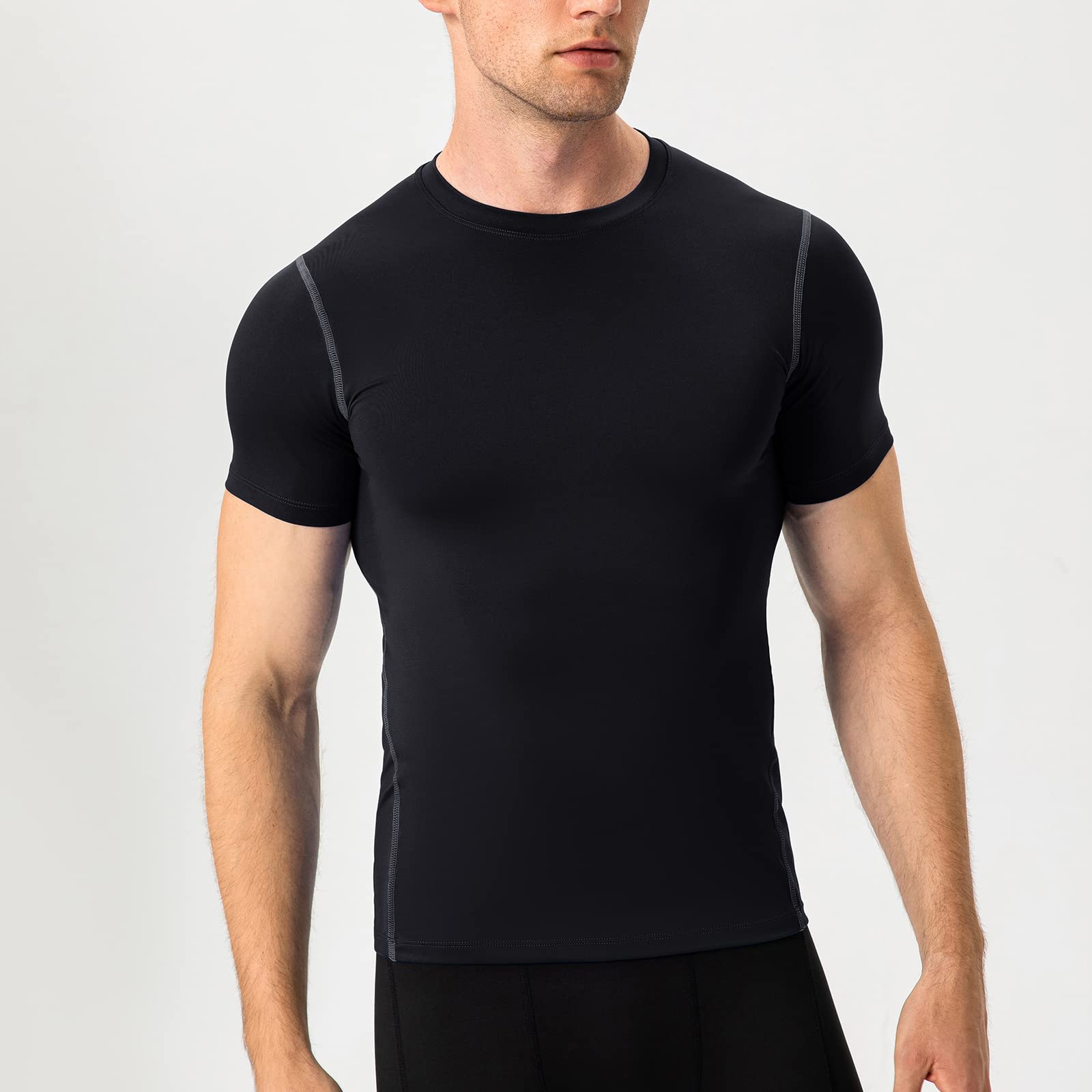 ABTIOYLLZ Men's Athletic Shirts Compression Running T Shirt Base-Layer Quick Dry Fit Workout Short Sleeve Undershirts
