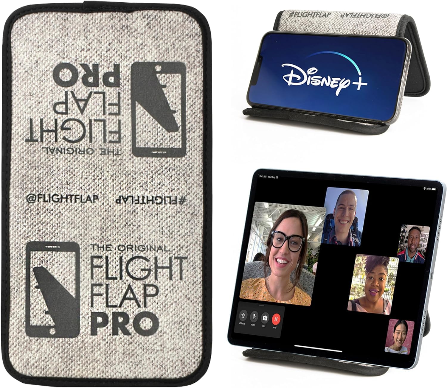 Flight Flap Airplane Phone Holder, Flexible Tablet and Cell Phone Holder, Folding Cellphone Stand for Desk, Bed, Office, Treadmill - Airplane Accessories Long Flight Travel - Plane Essentials (Pro)
