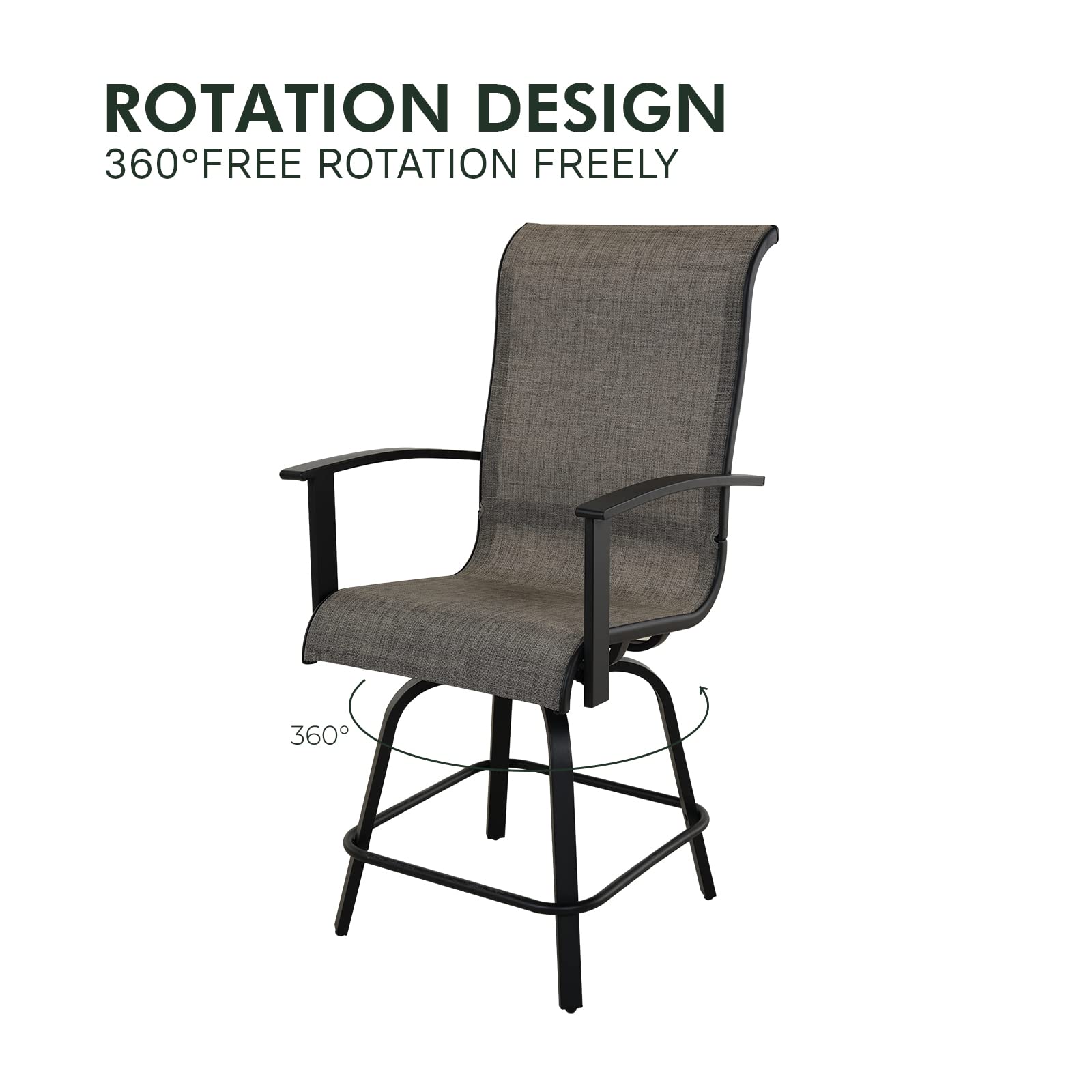 Grand patio Outdoor Counter Height Patio Stools Set of 2, Swivel Bar Chairs for Balcony, Poolside, Backyard, Garden (Coffee, 2PC)