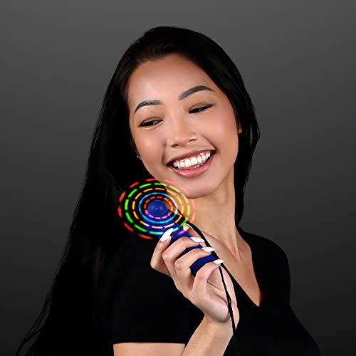 FlashingBlinkyLights Light Up LED Mini Handheld Fans with Blue Handles (Set of 12)