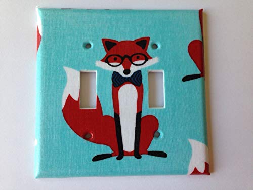Fox and Glasses Light Switch Plate Cover Various Sizes Offered