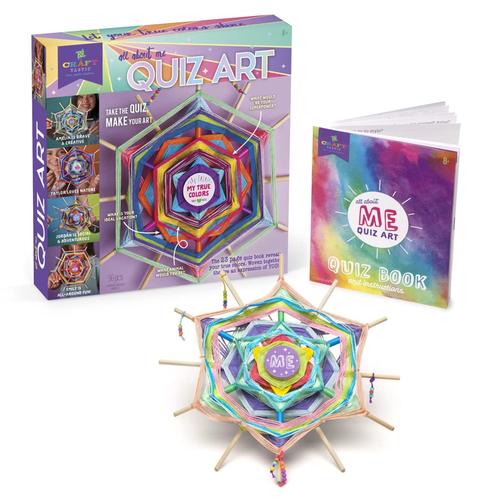 Craft-tastic – All About Me Quiz Art – Craft Kit – Answer Fun Questions to Make a Personalized Piece of Art – Ages 8+
