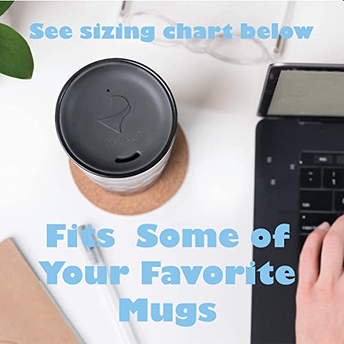 Porta Via Reusable Coffee Cup Silicone Lid β Fits Any Tumbler, Water Bottle, & Ceramic Coffee Mug β Dishwasher-Safe Ceramic Travel Mug Lid Keeps Hot Cups Hot (Medium to Large - Grey)