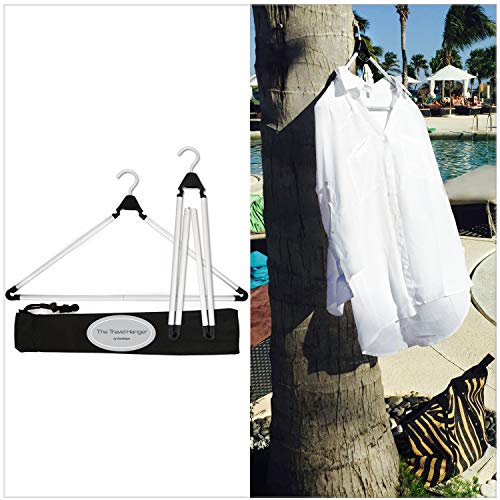 Travel Hanger, Car Hanger, Clothes Hanger, Gym Hanger, Fitness Hanger- Folding Foldable Hanger, Portable Hanger (Matte Silver & Black)