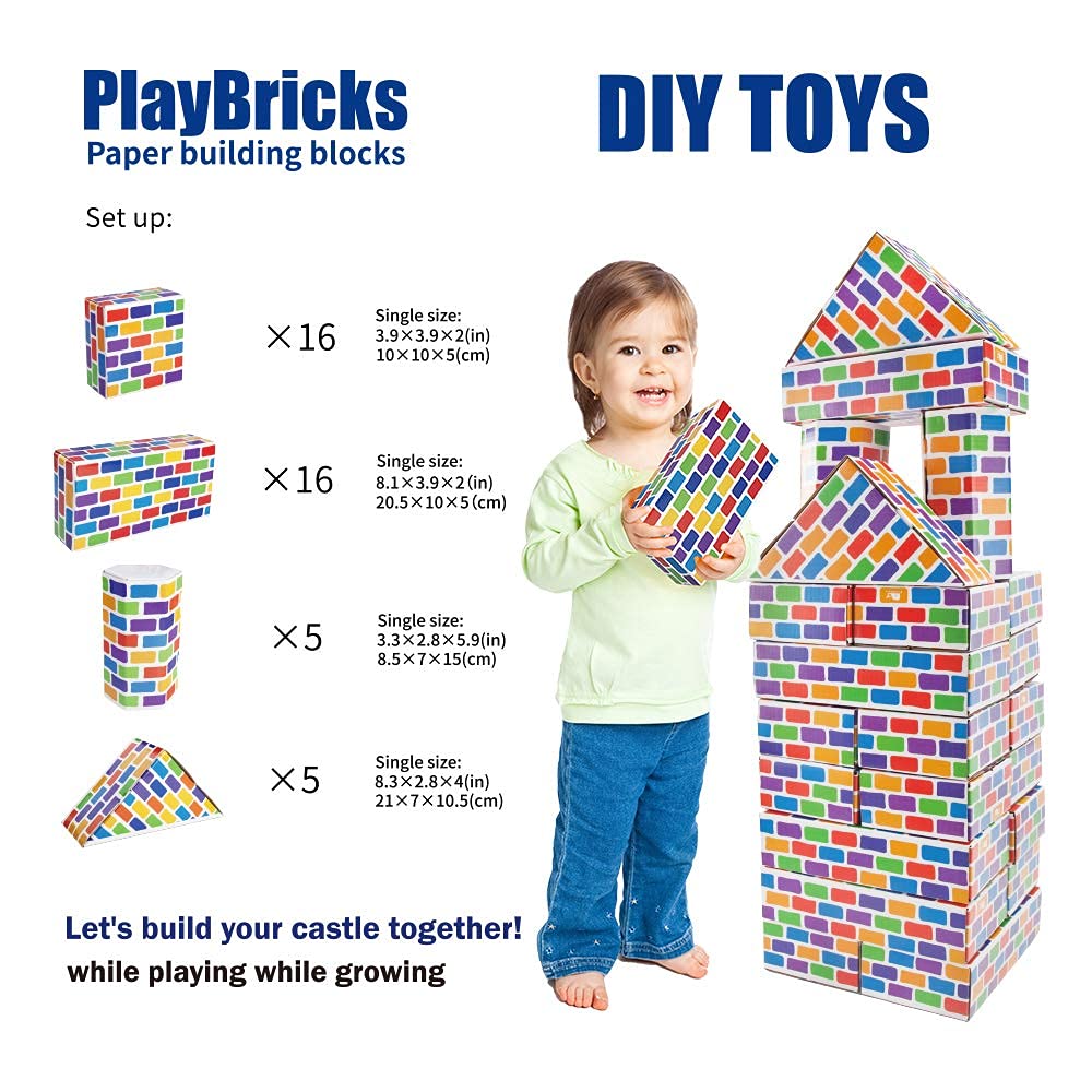 Deluxe Jumbo Cardboard Blocks 42-Pack Extra-Thick Cardboard Building Blocks Mini Whale Paper Brick Toy