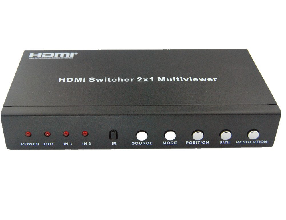 HUIERAV HDMI 2x1 Multi-Viewer Seamless Switch with PIP Function| Support Scaler UP&Down HDMI 1.3a Full HD 1080P | 4 Picture Mode | RS232 and Remote Control