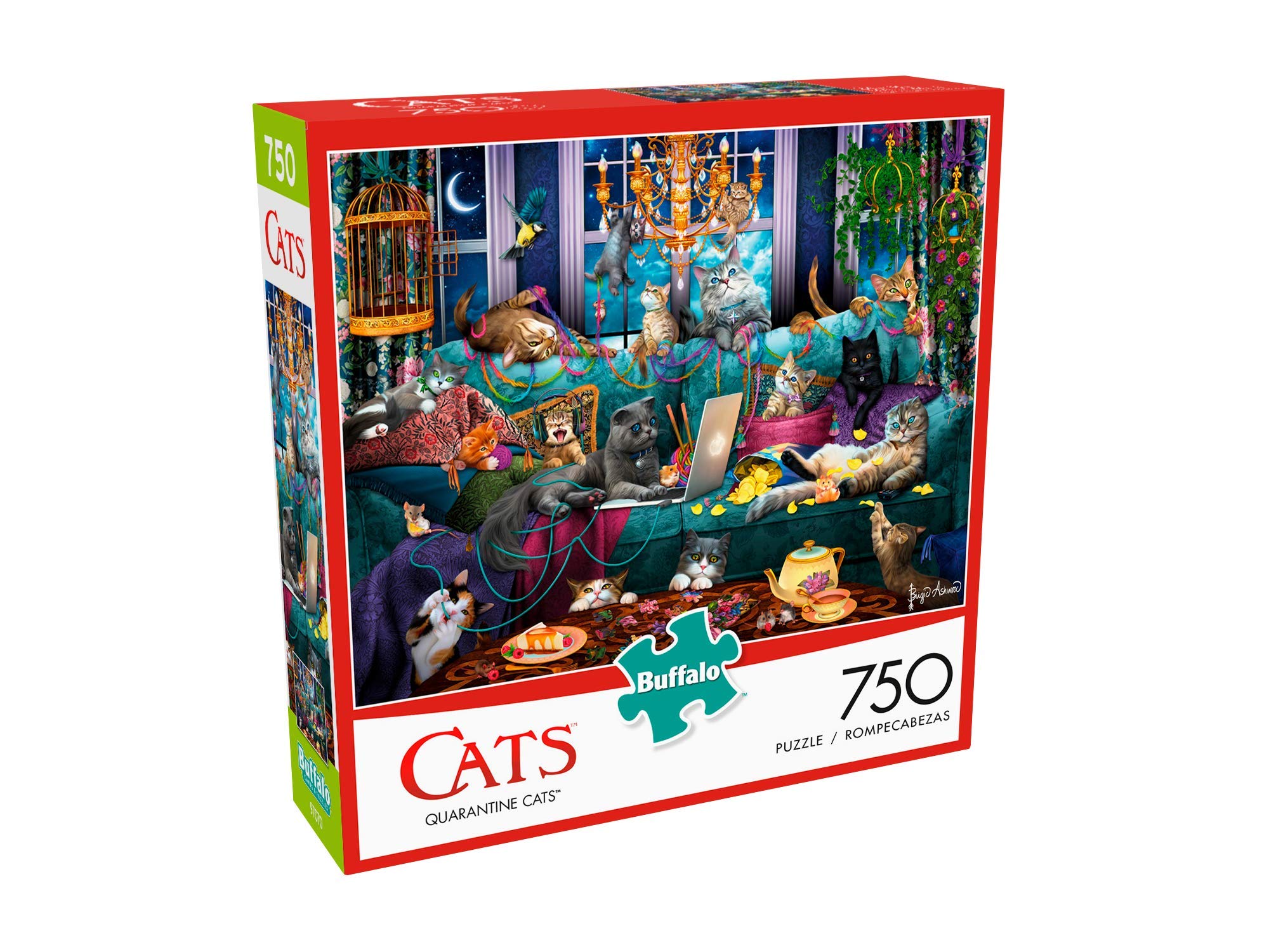 Buffalo Games - Brigid Ashwood - Quarantine Cats - 750 Piece Jigsaw Puzzle For Adults - High Quality Challenging Puzzle Perfect for Game Nights - Finished Puzzle Size is 24.00 x 18.00