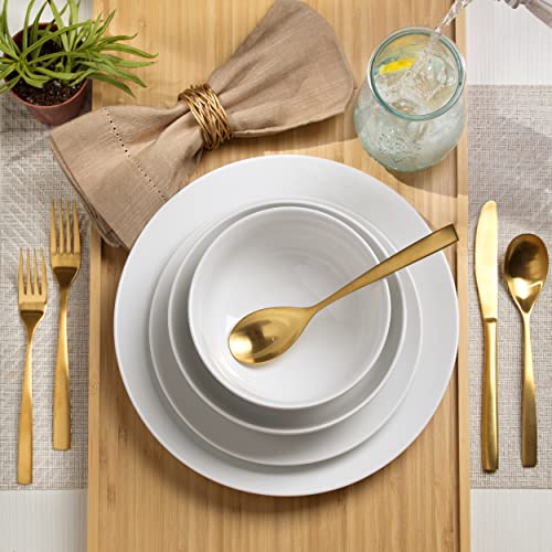 Euro Ceramica Essential Collection Porcelain Dinnerware and Serveware, 16 Piece Dinnerware Set, Service for 4, Classic White