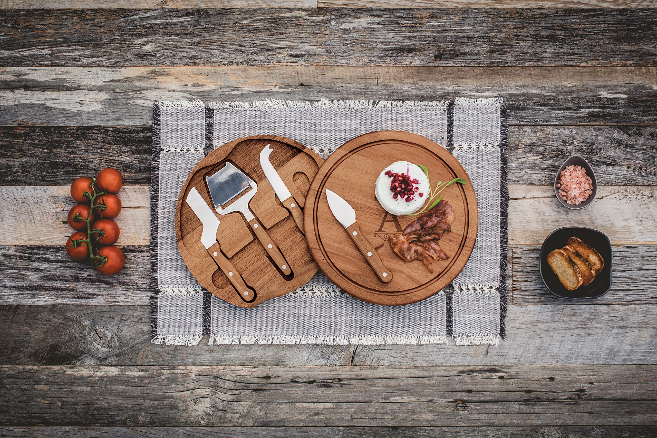 Toscana Monogram Initials A Personalized Acacia Circo Cheese Cutting Board & Tools Set