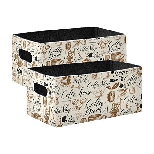 Coffee Storage Basket Felt Storage Bin Collapsible Felt Storage Cloth Baskets Containers Organizer for Clothes Towels Magazine