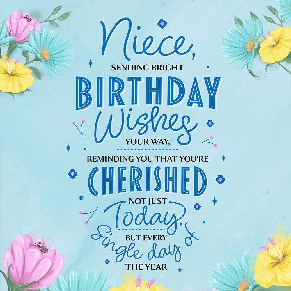 Prime Greetings Birthday Card Niece, Made in America, Eco-Friendly, Thick Card Stock with Premium Envelope 5in x 7.75in, Packaged in Protective Mailer