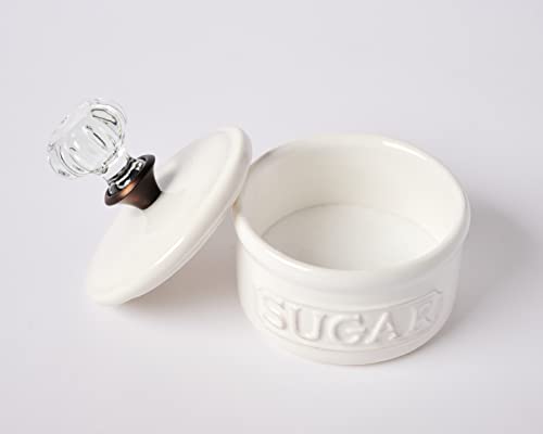 Mud Pie Door Knob Sugar Bowl, White 5.85H X 6.7L X 6.35W