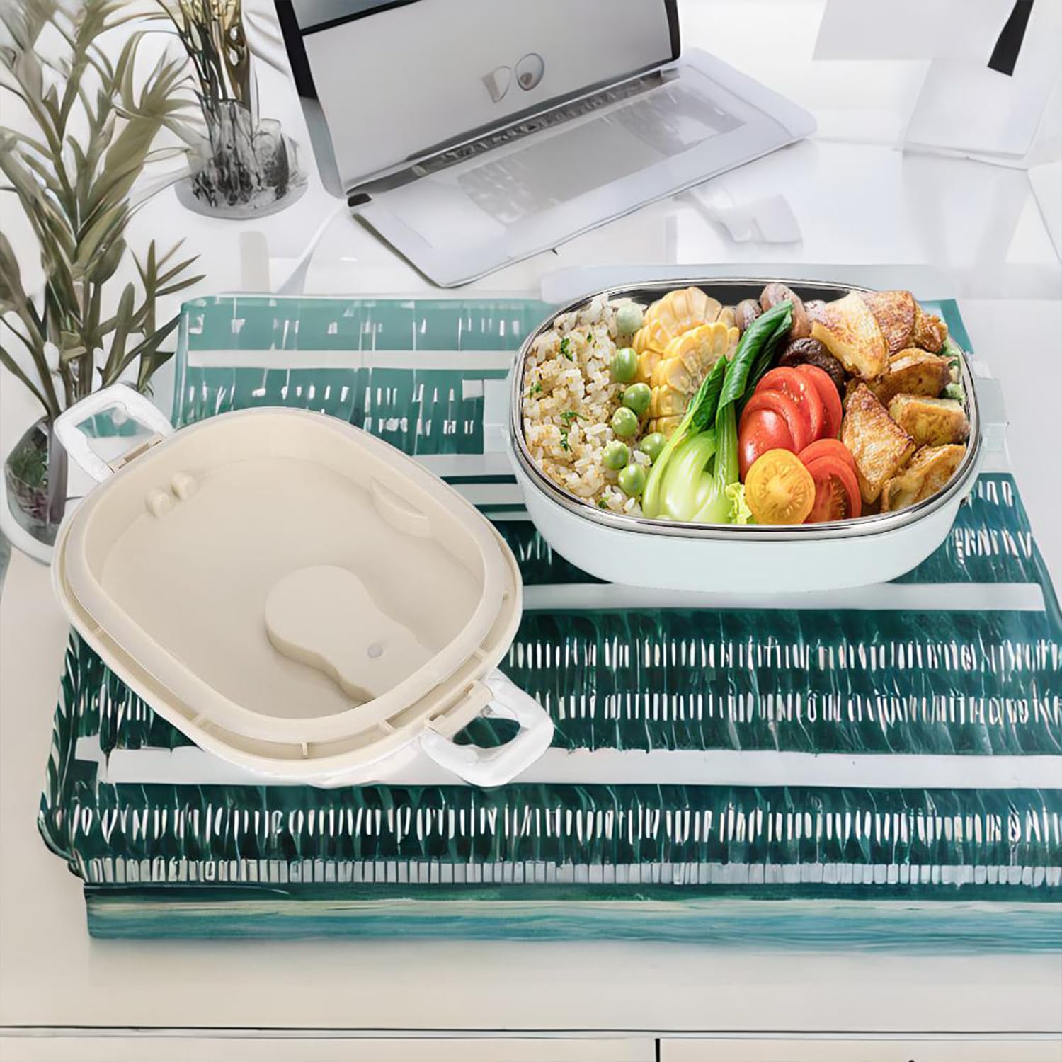 900ml Lunch Box, 304 Stainless Steel Adult Lunch Containers Portable Leakproof Eco-Friendly Hot and Cold Food Stackable Bento Box Food Storage for Office Outdoor Travel(1 Layer)