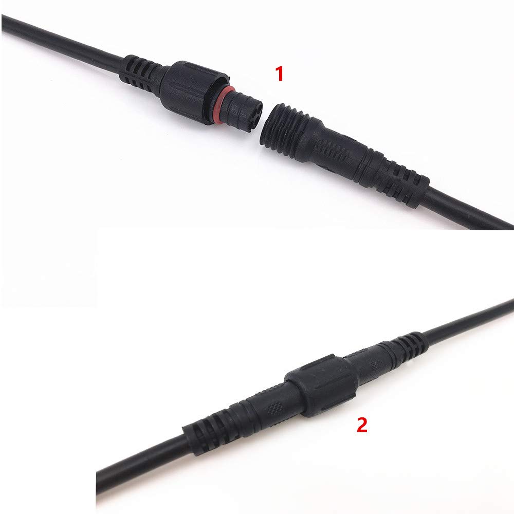 6 Pair Black 3 Pin Waterproof Connector,Waterproof Male Female Connector Cable led Connector,led 3 pin Waterproof Connector ,for for Garden Lights Path Lighting,Indoor/Outdoor LED Strip Lights