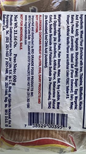 Alemana Lido tradicional pan salvadoreño Paquete de 600g con 12 unidades, 21.16 Fl Oz