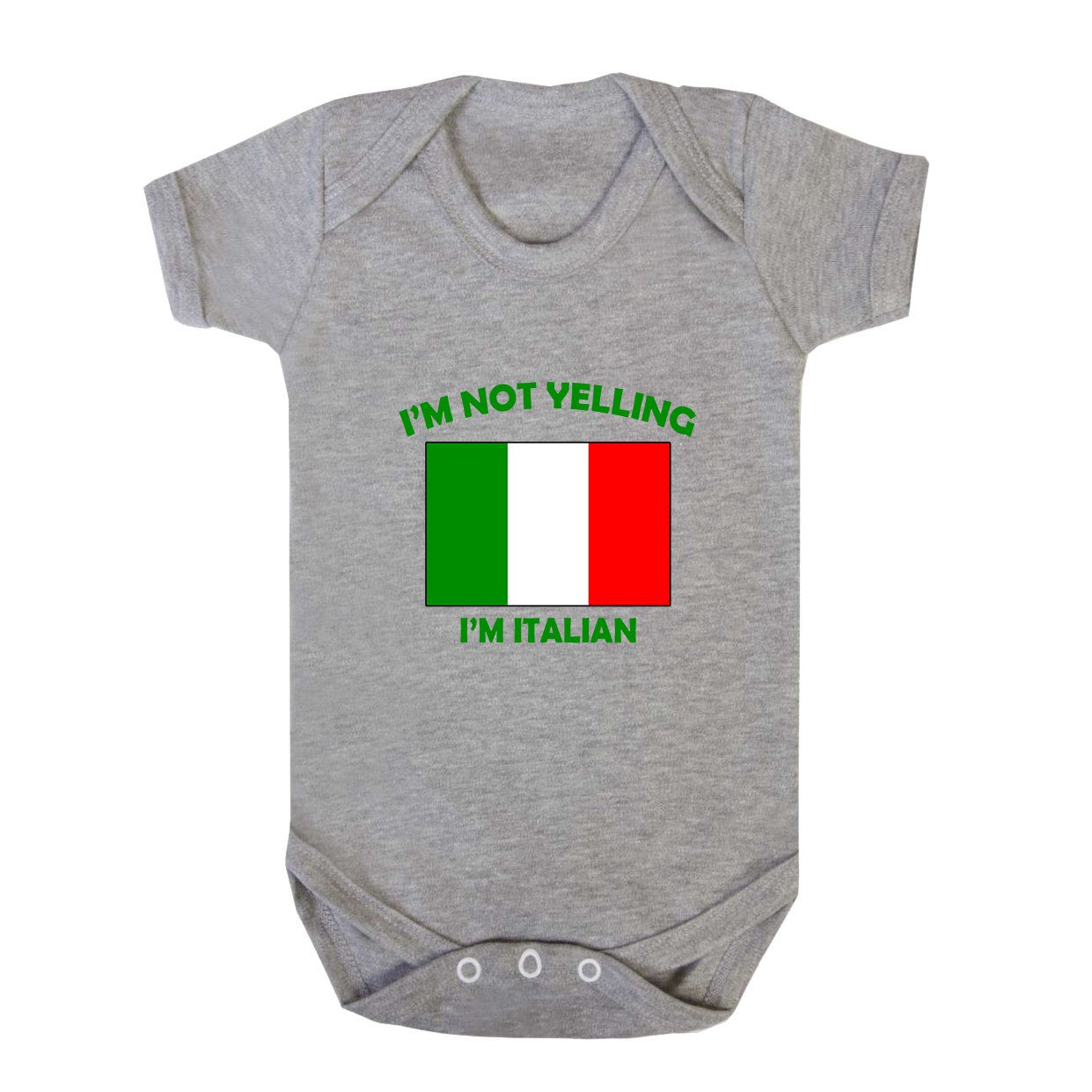 I'm Not Yelling I Am Italian Italy Baby Bodysuit One Piece Oxford Gray 6 Months