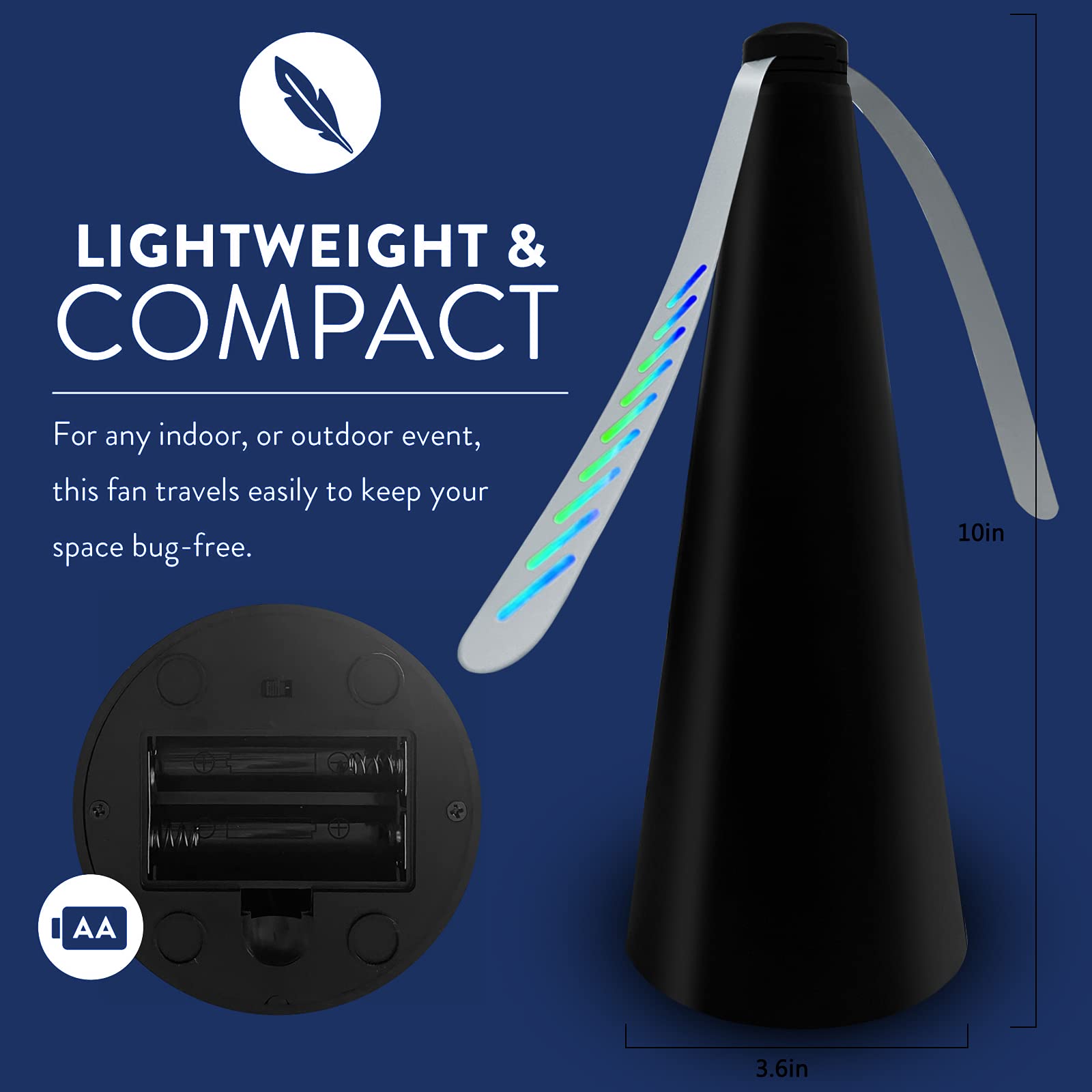 Bug Repellent Fly Deterrent Fan,Bug Repellent for Tables Indoor Outdoor Meal, Portable Table Bug Repellent Keep Flies Away from Your Food Black(1 Pack)