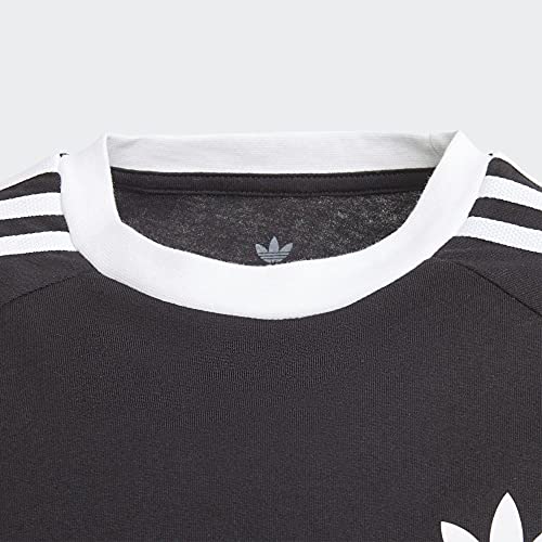 adidas Originals Boys' Big 3-Stripes Tee, black/white, Small