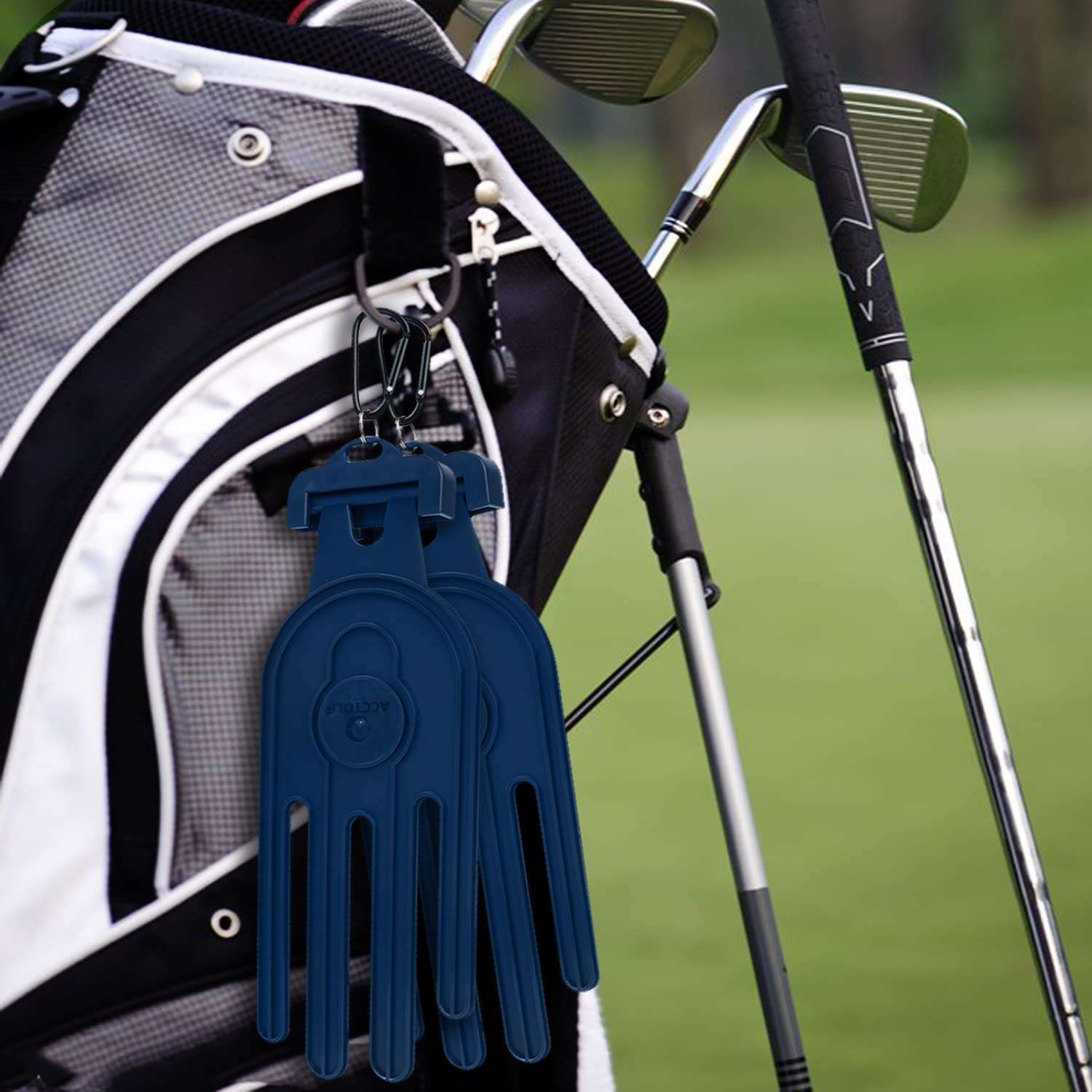 ACCTOLF Golf Glove Holder, 2PCS Golf Gloves Stretcher with Hook to Bag Gifts, Durable Sport Gloves Hanger Hanger Dryer Support Frame Tool Accessories