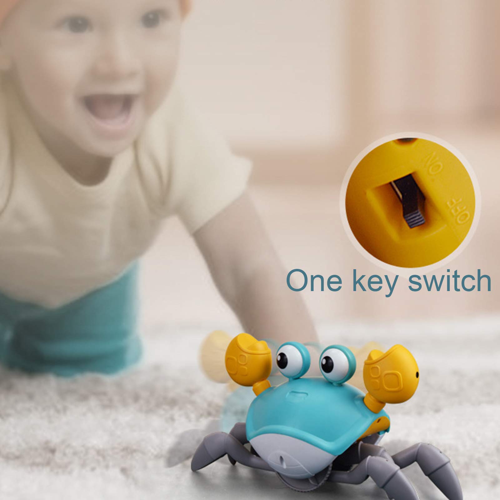 Crawling Crab Baby Toy, Tummy Time Toy Gifts for 3 4 5 6 7 8 9 10 11 12 Month Boy Girl with Learning Crawl System Music Learning to Crawl for Birthday Gift