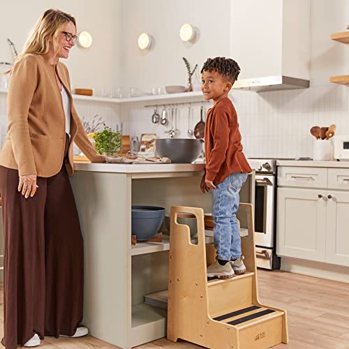 ECR4Kids Reach-Up Step Stool with Handles, Children's Furniture, Natural