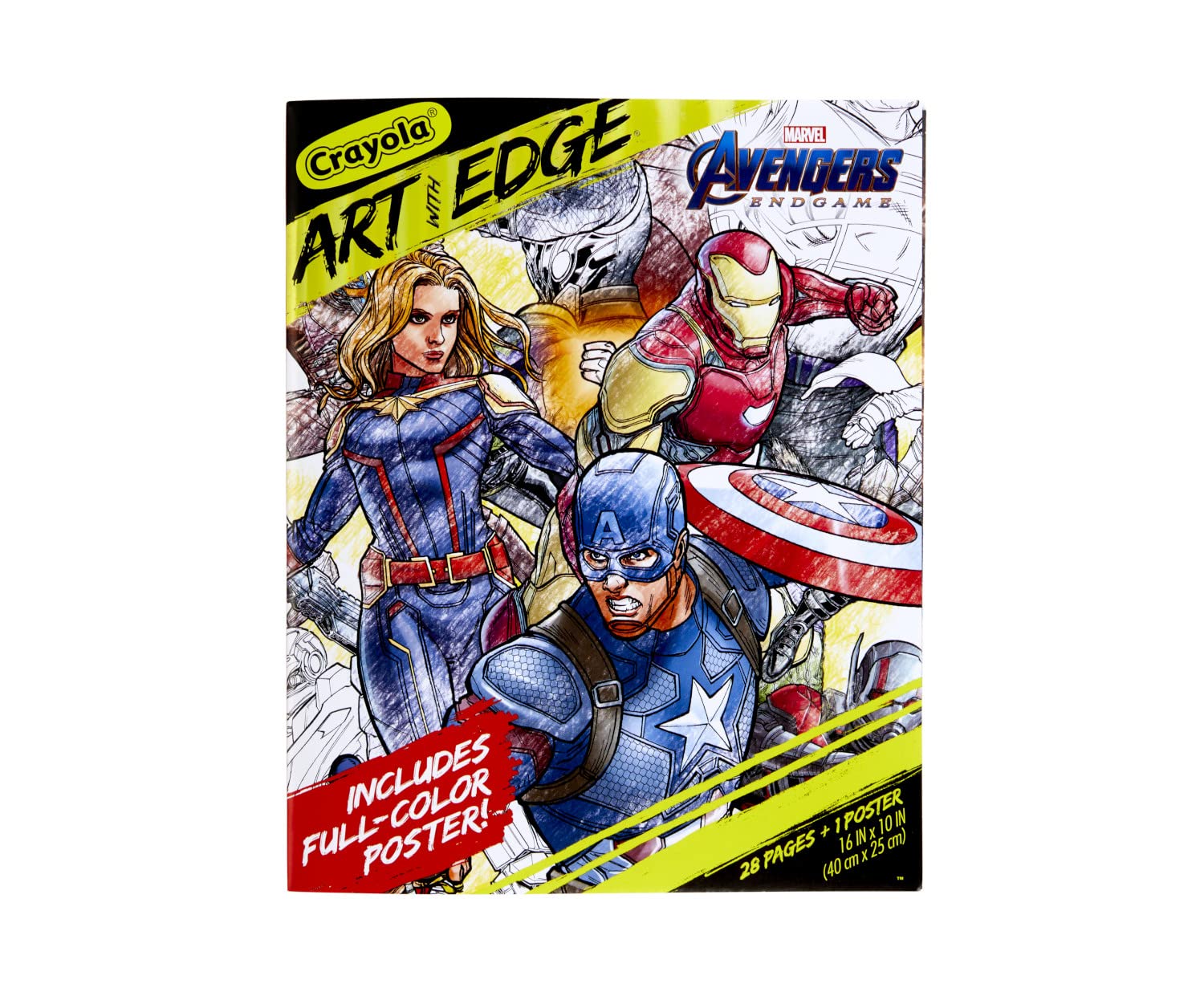 Crayola Art With Edge Marvel Avengers Coloring Pages (28pgs), Superhero Coloring, Adult Coloring Pages, 8"x10", Gift for Teens