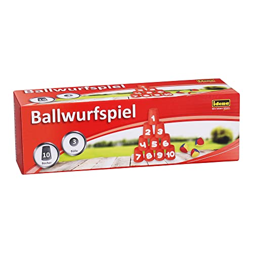 Idena 40416 - Ball Throwing Game with 10 Cups and 3 Balls, Colorful
