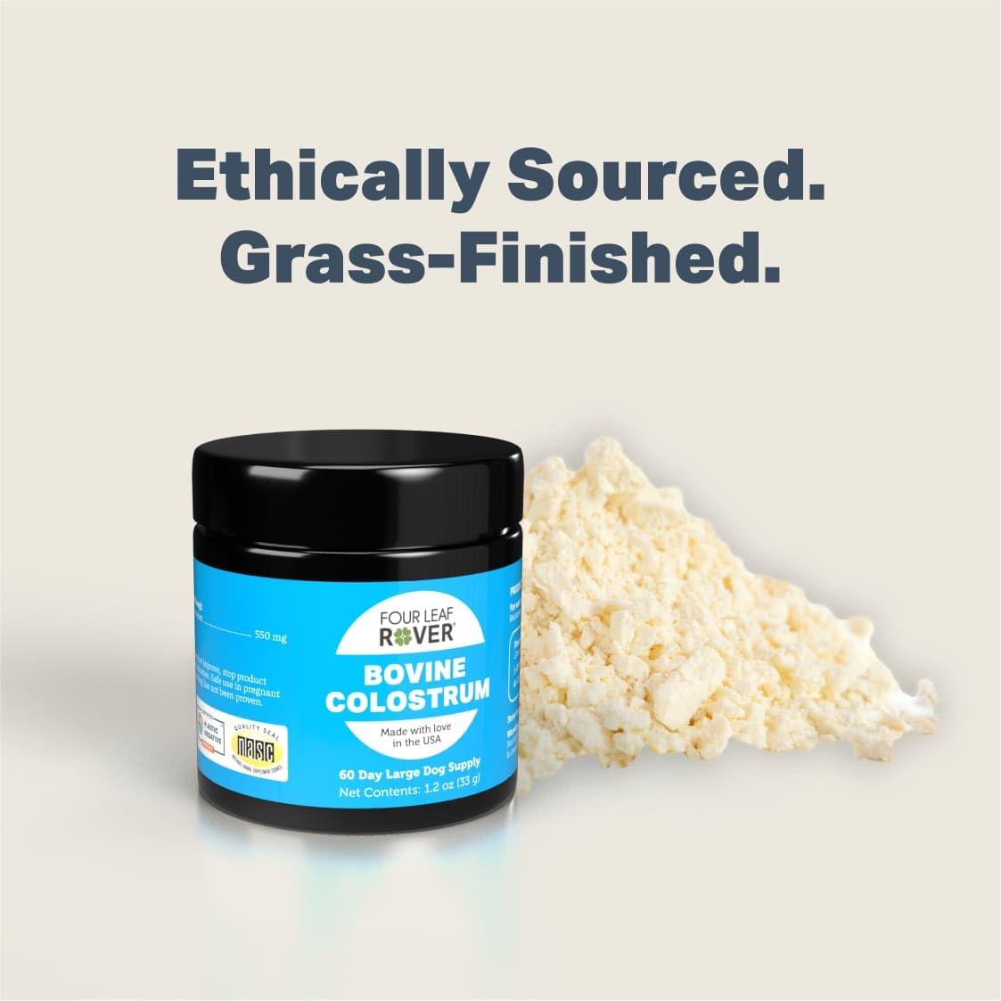 Four Leaf Rover: Bovine Colostrum from New Zealand Grass-Fed Cows - Dog Itch Relief and Immune Support (60-Day Supply)