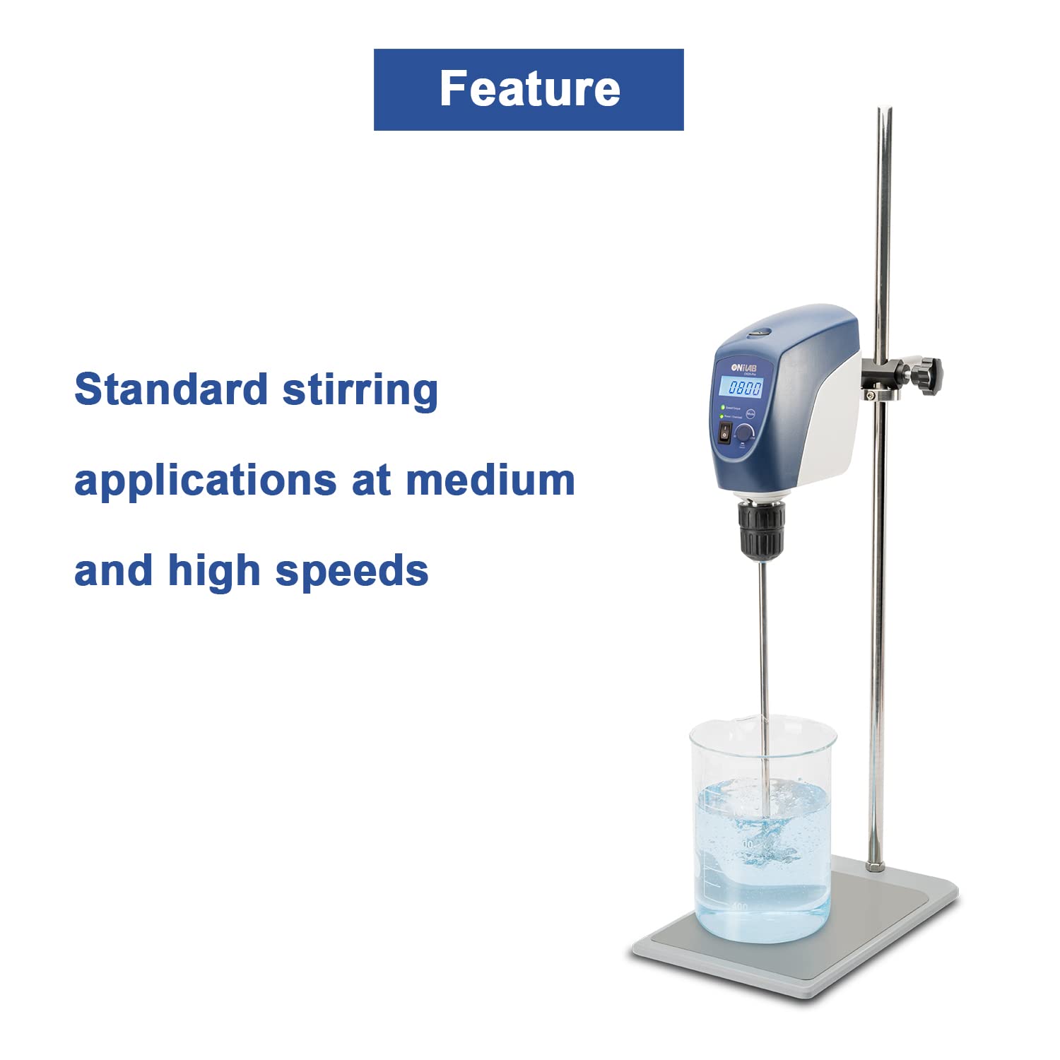 ONiLAB 18900071 316L Stainless Steel 4 Bladed Propeller Stirrer ,50 mm Stirrer Diameter, 8 mm Shaft Diameter, 400 mm Shaft Length