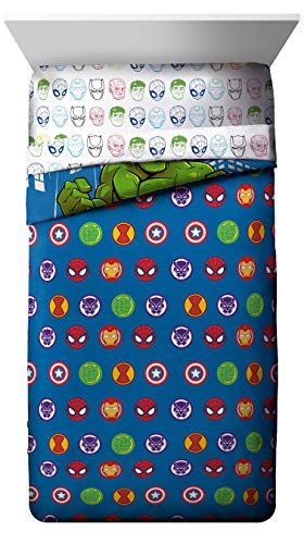 Jay Franco Marvel Super Hero Adventures Hulk Out 4 Piece Toddler Bed Set β Super Soft Microfiber Bed Set Includes Toddler Size Comforter & Sheet Set (Official Marvel Product)