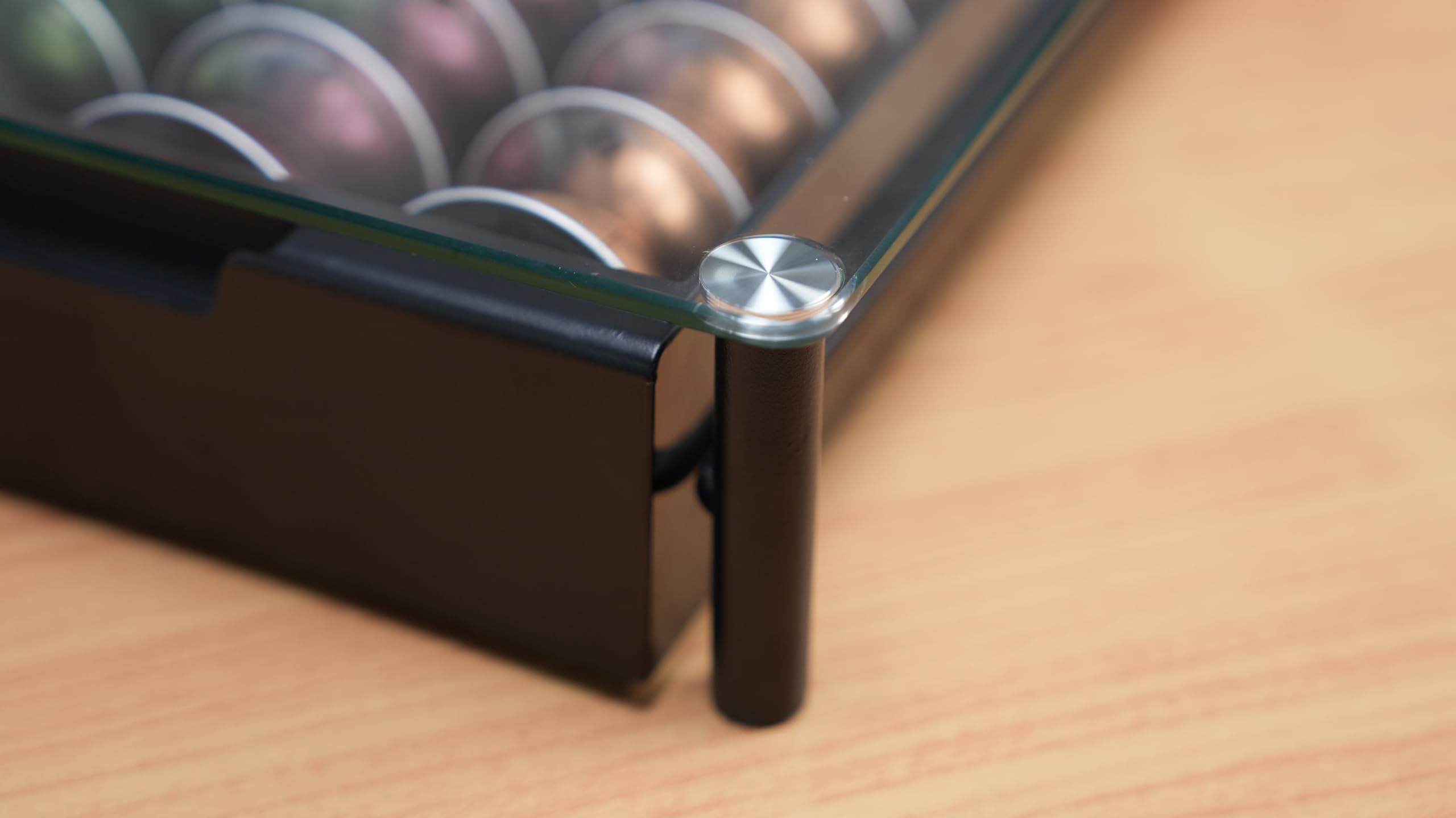 RIOCA Glass Coffee Pod Drawer Holder Organizer Compatible with Nespresso Vertuoline Capsules, Holds 40 Big Pods or 52 Pods, NP01C