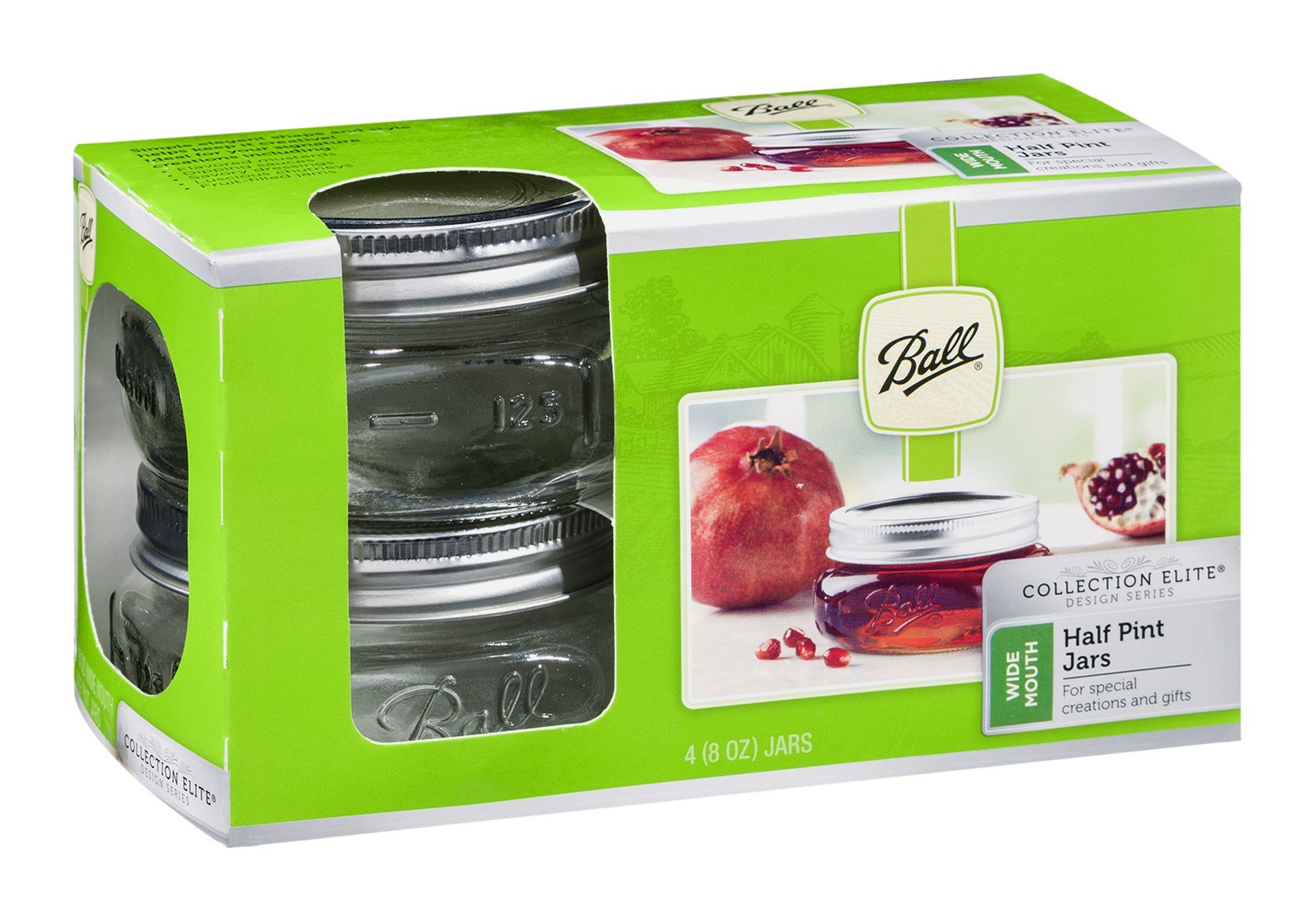Ball Mason Wide Mouth Half Pint Jars - 8oz - 4 Jars Per Box