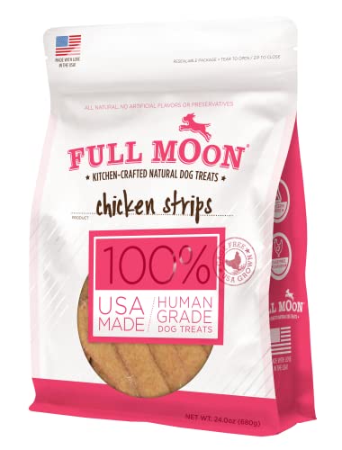 Full Moon Chicken Strips Healthy All Natural Dog Treats Human Grade Made in USA Grain Free 24 oz