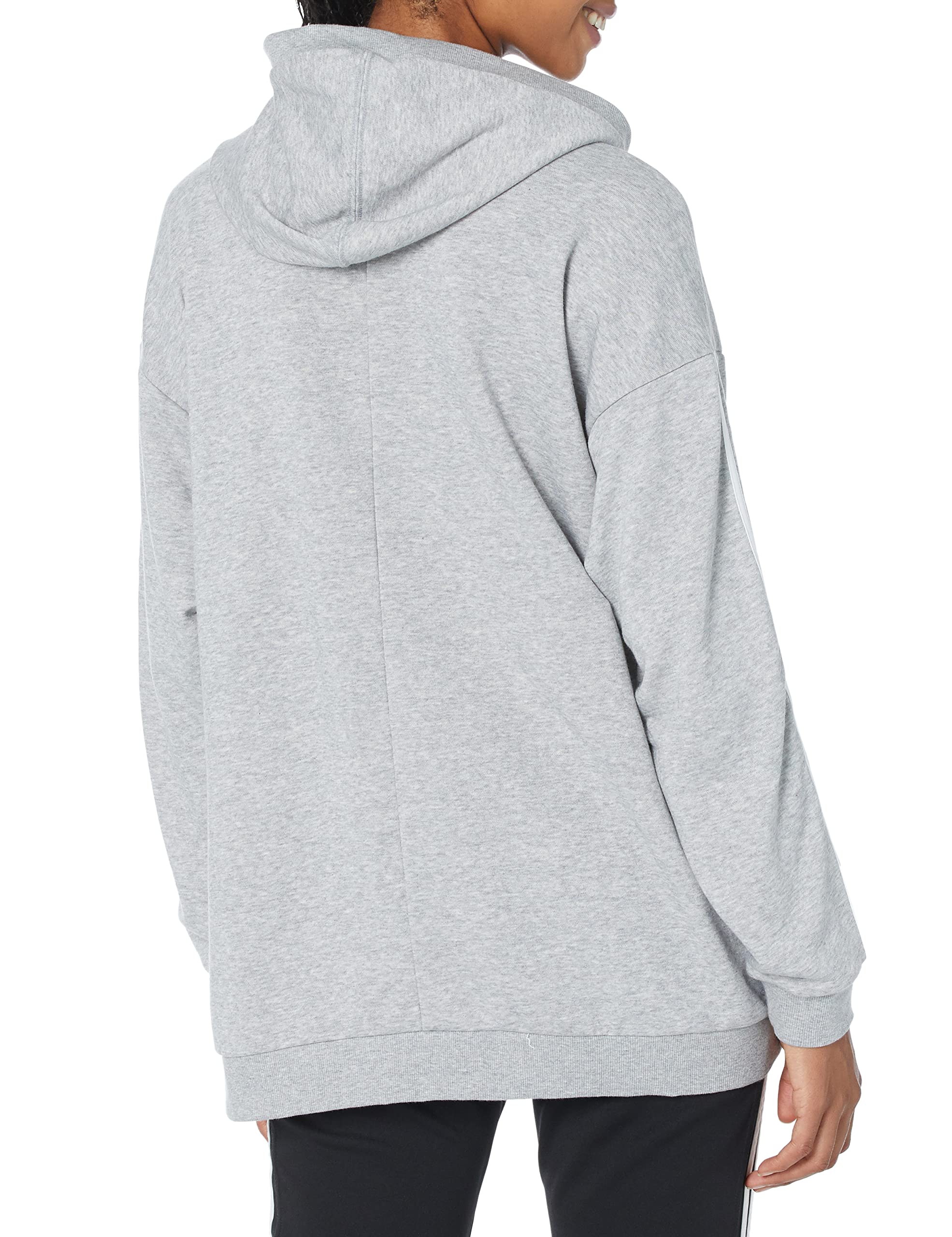 adidas Women's Essentials Cotton 3-Stripes Hoodie (Maternity), Medium Grey Heather/White