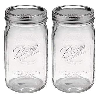 Ball Quart Jar with Silver Lid, Wide Mouth, Set of 2