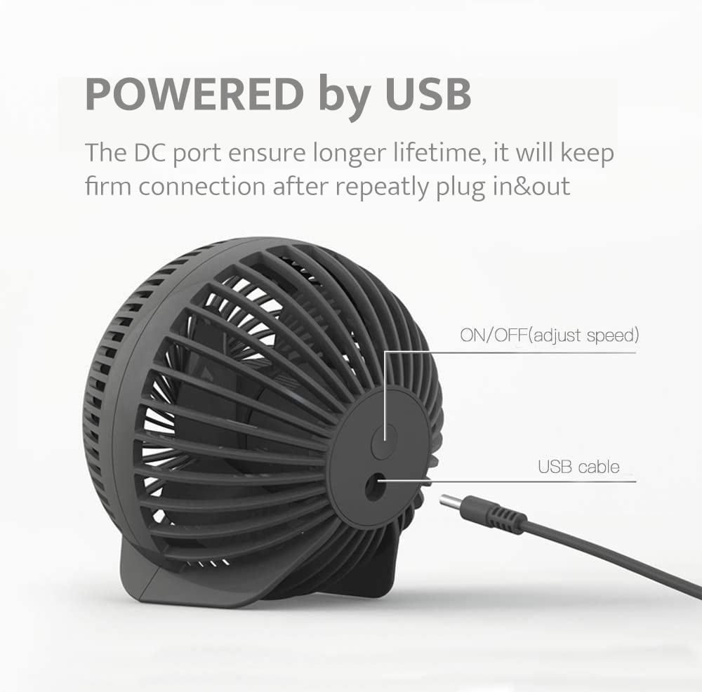 Desk Fan, 4.7 inch 3 Speeds Small Mini Quiet USB Desktop Table Cooling Fan for Office Home (Pink)