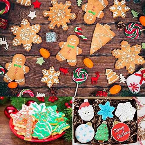 Crethinkaty Christmas Cookie Cutter Set for Baking,Stainless Steel Biscuit Cutters with Comfort Grip,6 Pieces Fondant Cutters-Gingerbread Man,Snowflake,Snowman,Christmas Tree,Reindeer,Lantern