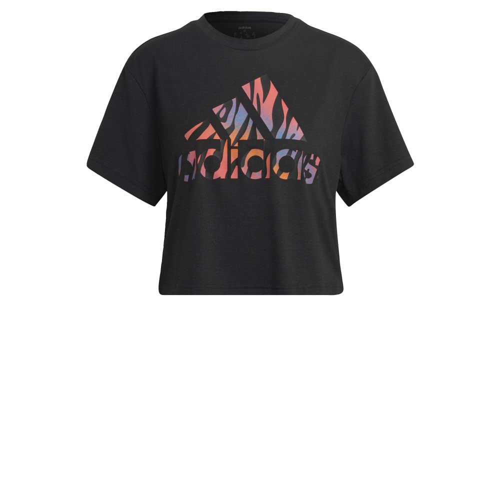 adidas Women's Tiger Printed Tee, Black, Large