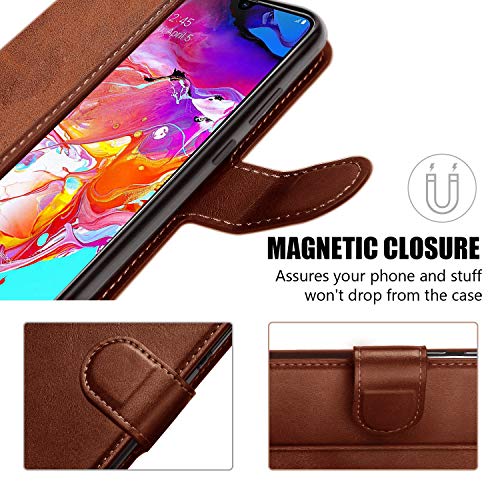 QLTYPRI Case for iPhone SE 2022 5G/iPhone SE 2020/iPhone 8/iPhone 7, Premium PU Leather Simple Wallet Case with Card Slots Kickstand Magnetic Closure Shockproof Flip Cover for iPhone 7/8/SE2/SE3-Brown