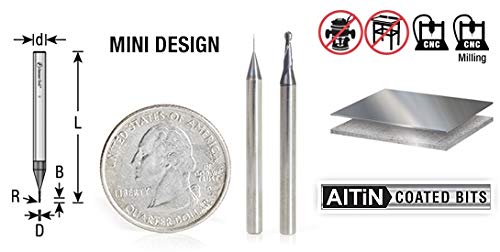 Amana Tool - 51739 AlTiN Coated CNC Steel, Stainless Steel & Composite Ball End Mini Mill