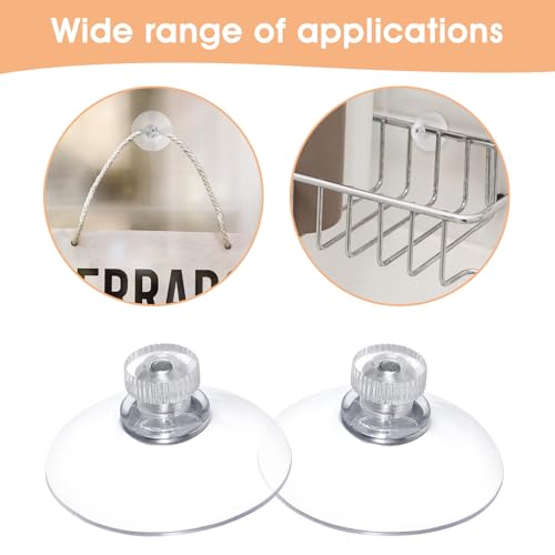 6Pcs Screw Suction Cup Glass Suction Pads 41mm Clear PVC Plastic Sucker Pads Without Hook Extra Strong Suction Power Holder Removable Vacuum Suction for Bathroom Kitchen Wall Window Glass Shower Decor
