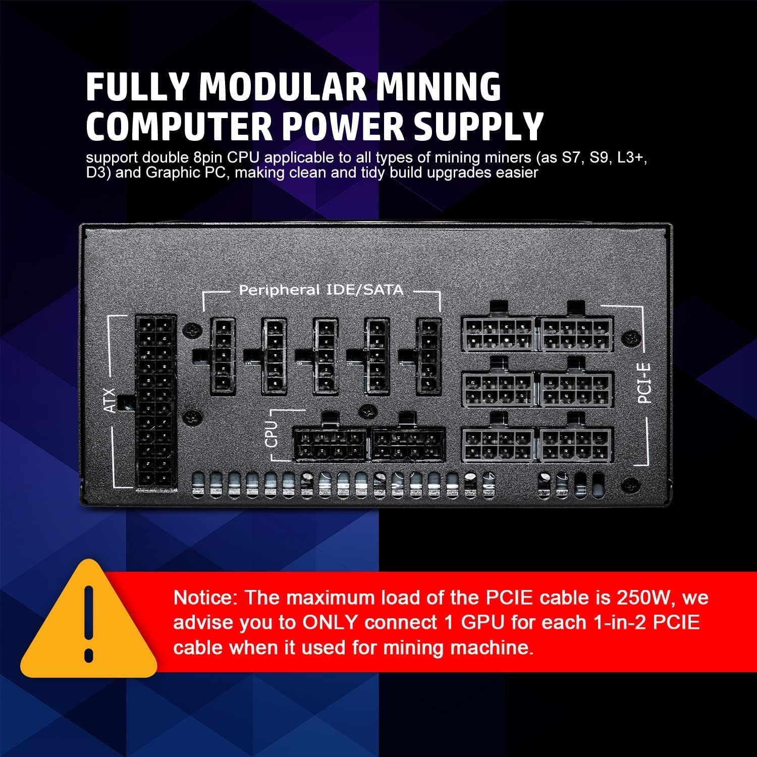 BITEO 2000W Fully Modular Power Supply APFC PC ATX Power BITEO PSU with Auto-Thermally Controlled Fan110V-240V Power Supply