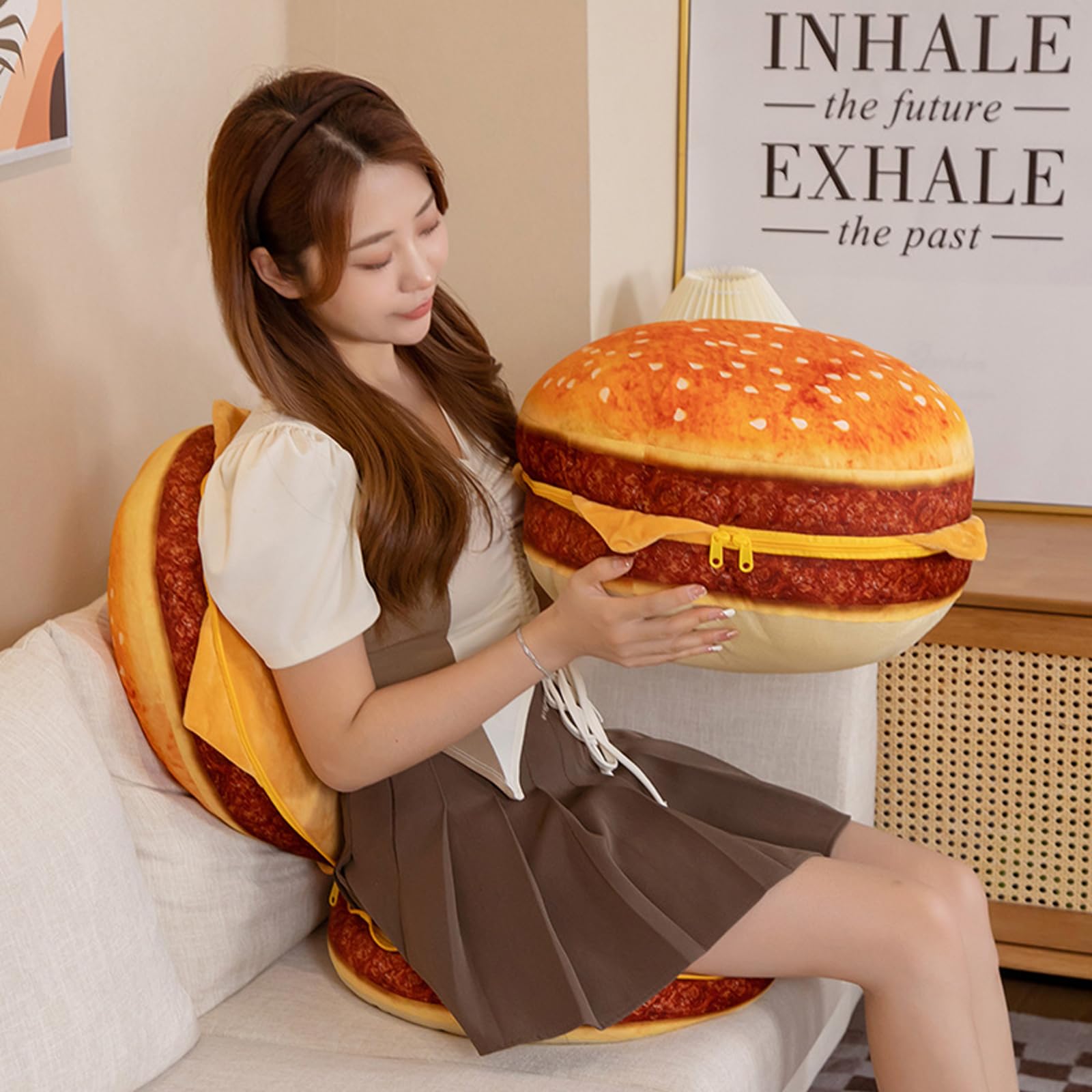 funnykitten Hamburger Plush Pillow, 3D Simulation Cheeseburger Pillow Burger Plush Hugging Pillow Cushion Funny Food Plush Pillows Toy for Home Decor, 16.5inch