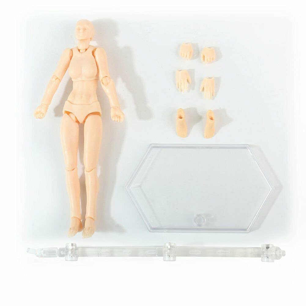 ausuky 1/12 She/He Figure Body Model Body Kun Set PVC 6" Flexible Action Toy (Skin,Woman)