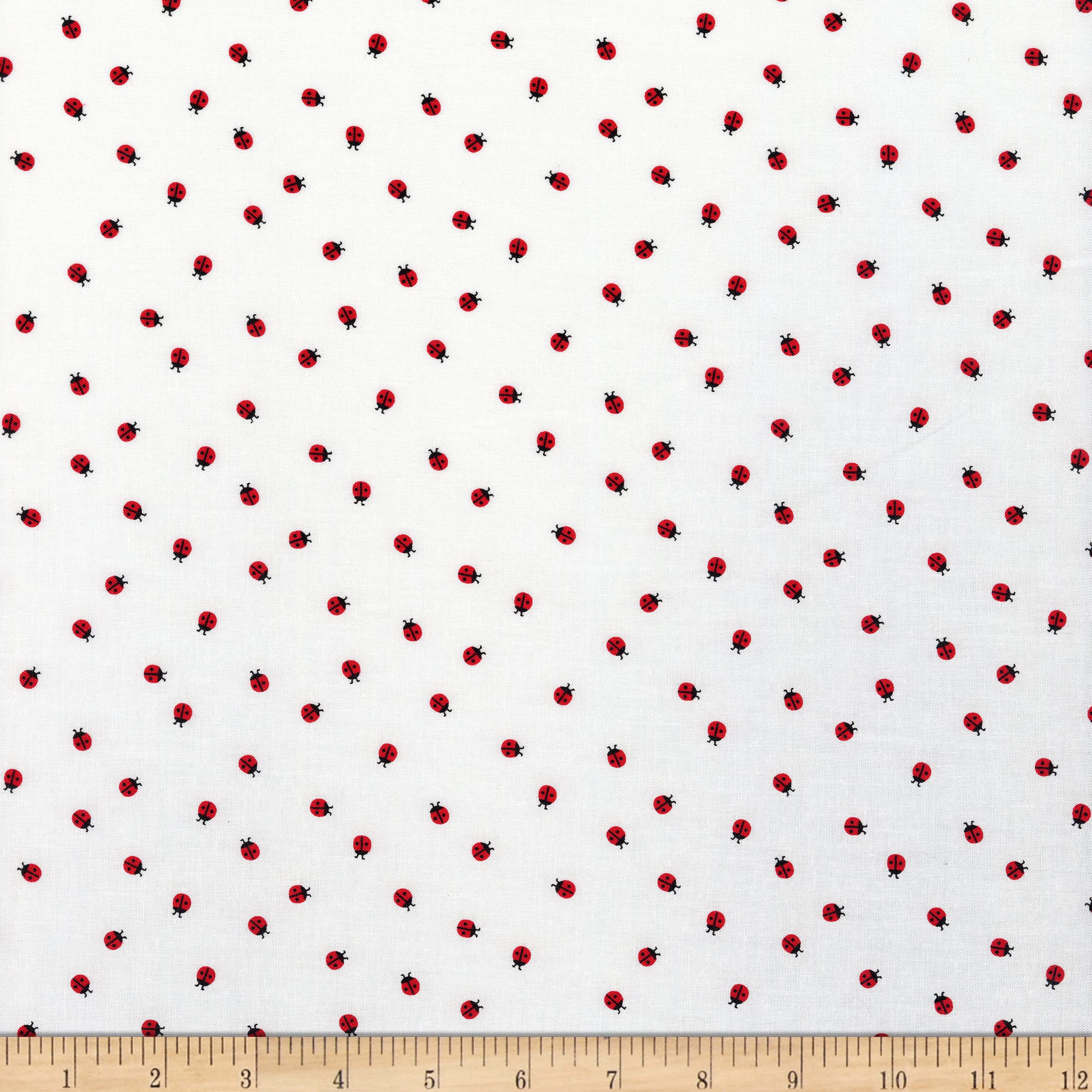 Riley Blake Red Hot Ladybugs White, Fabric by The Yard
